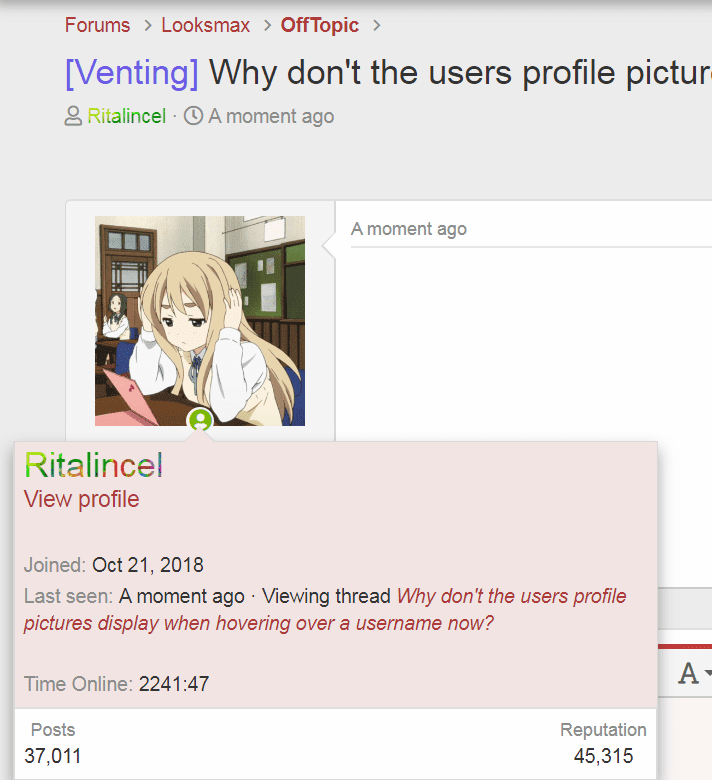 Why don't the users profile pictures display when hovering over a ...