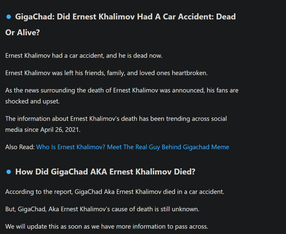 Ernest Khalimov AKA Gigachad dies in a car accident | Looksmax.org ...