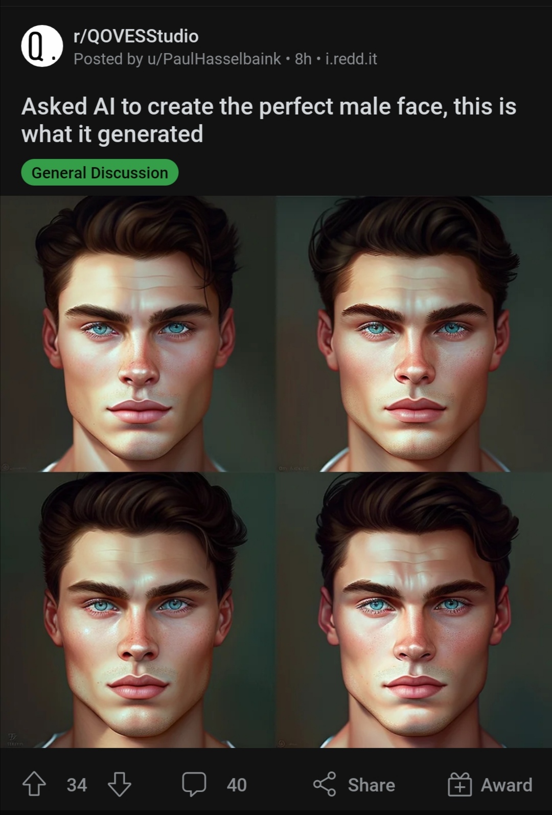 Redditor asks AI to generate the most perfect male face | Looksmax.org ...